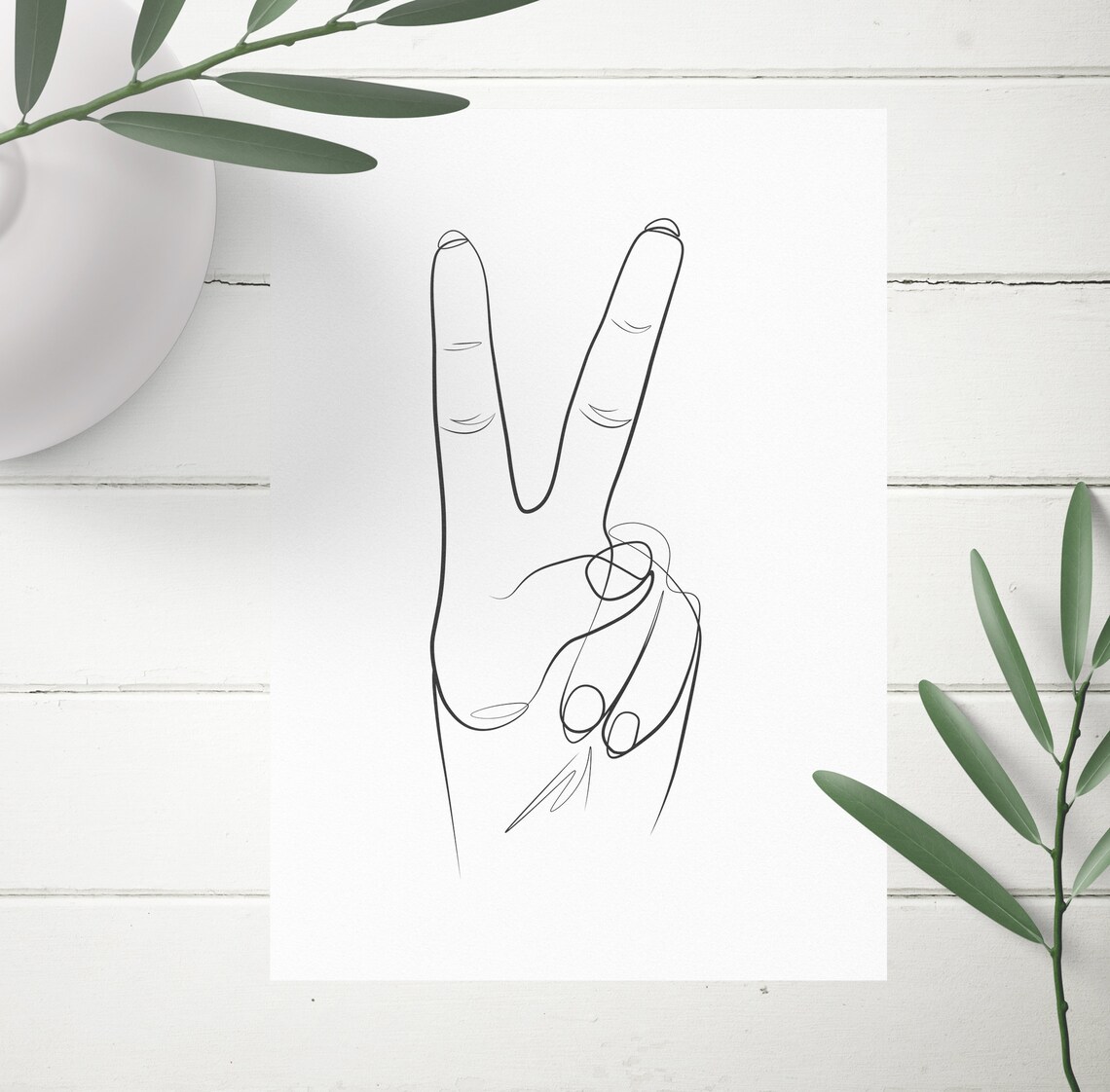 Peace Sign Hand ONE LINE Illustration Minimalist Line Art - Etsy