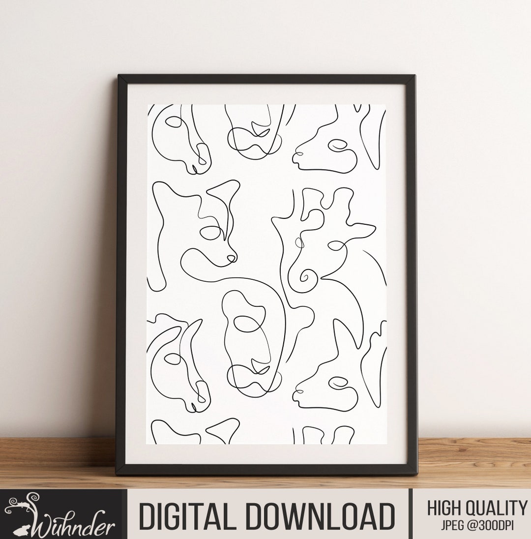 Abstract Animals Continuous Line Drawing, Zoo Animals, Wildlife ...