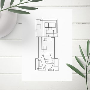 Block Creeper Abstract Line Drawing, Minimalist Art, Wall Decor, Block ...