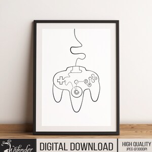 8 Abstract Controller Line Drawing, Minimalist Art, Gaming Wall Decor ...