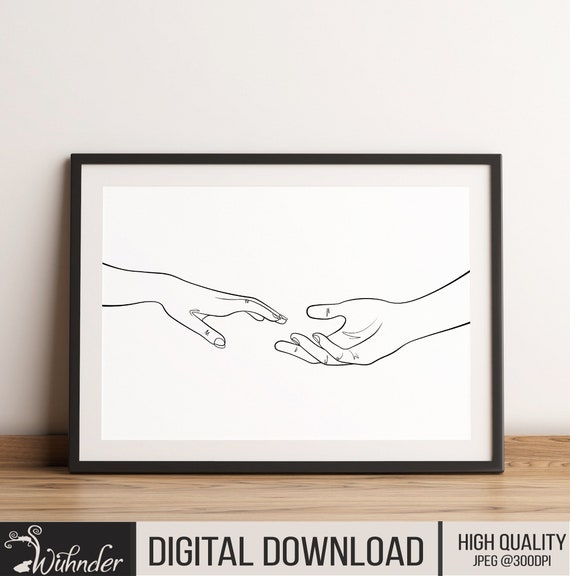 Art & Collectibles Digital Prints Prints Black Line Hand Art Trust Wall ...