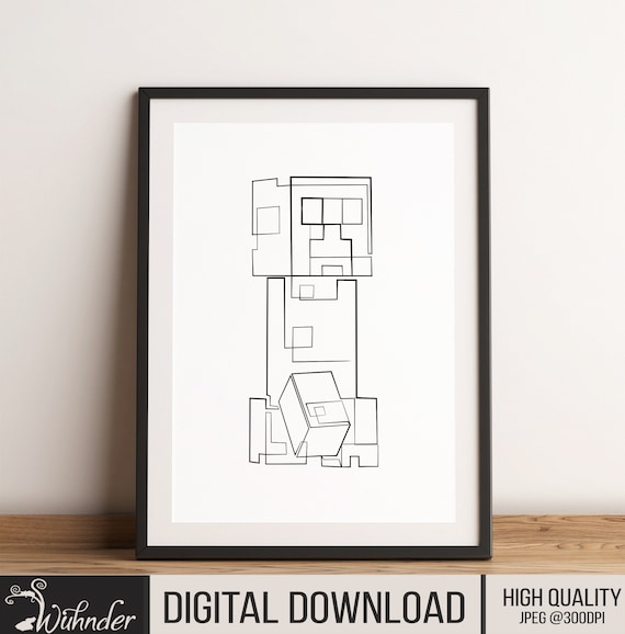 Block Creeper Abstract Line Drawing Minimalist Art Wall | Etsy