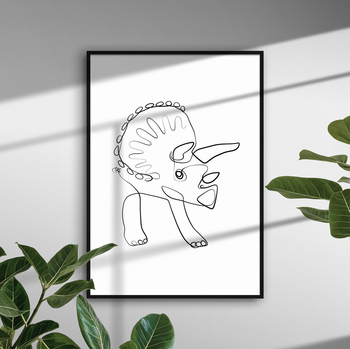 Triceratops Single Line Drawing Dinosaur Art Trike Art | Etsy