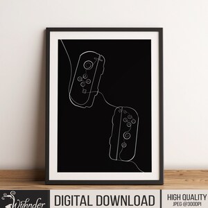 8 Abstract Controller Line Drawing, Minimalist Art, Gaming Wall Decor ...