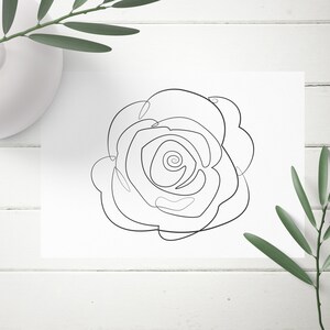 Abstract Rose Singular Line Drawing, Minimalist, Continuous Line ...