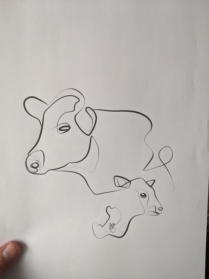 Cow and Calf Single Line Drawing Farm Wall Art Nursery - Etsy
