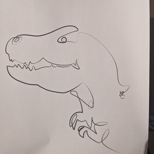 Abstract T-rex Single Line Drawing, Dinosaur Art, Tyrannosaurus Rex Art ...