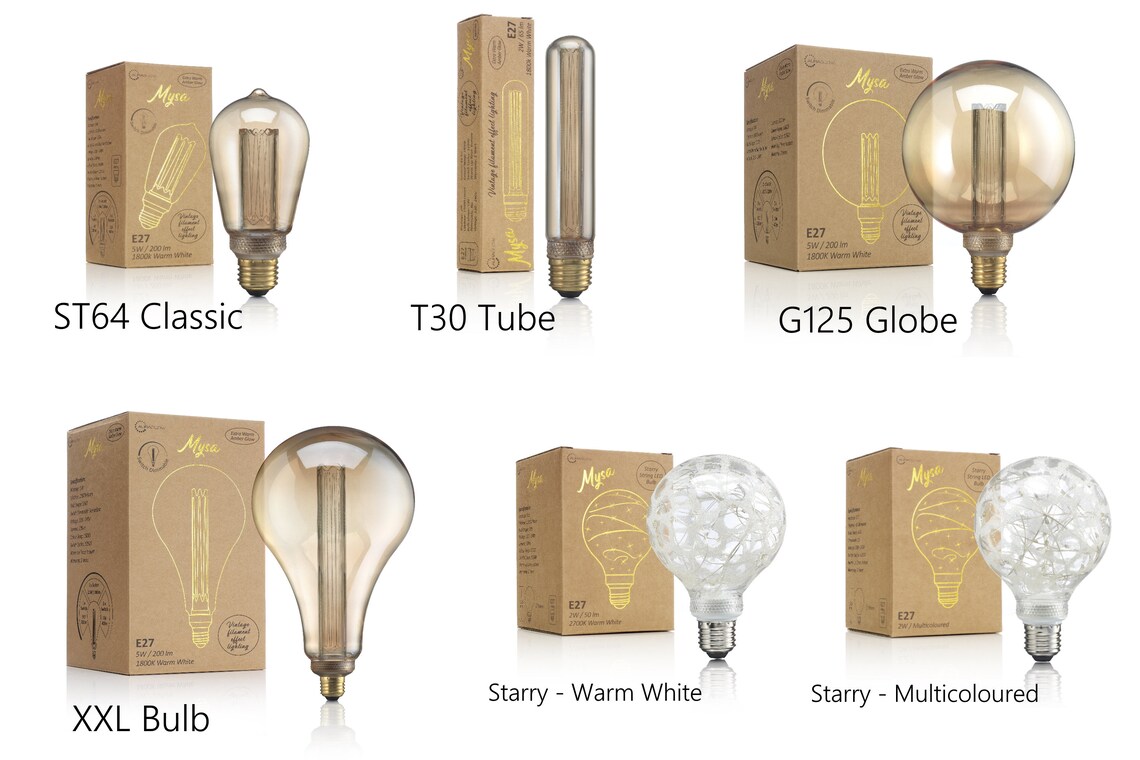 Auraglow Mysa Vintage Retro Edison Style Warm Glow LED Light Bulbs for ...
