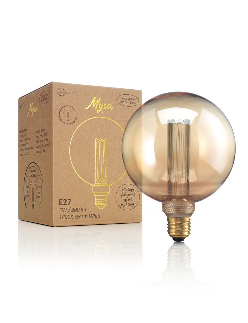 Auraglow Mysa Vintage Retro Edison Style Warm Glow LED Light Bulbs for ...