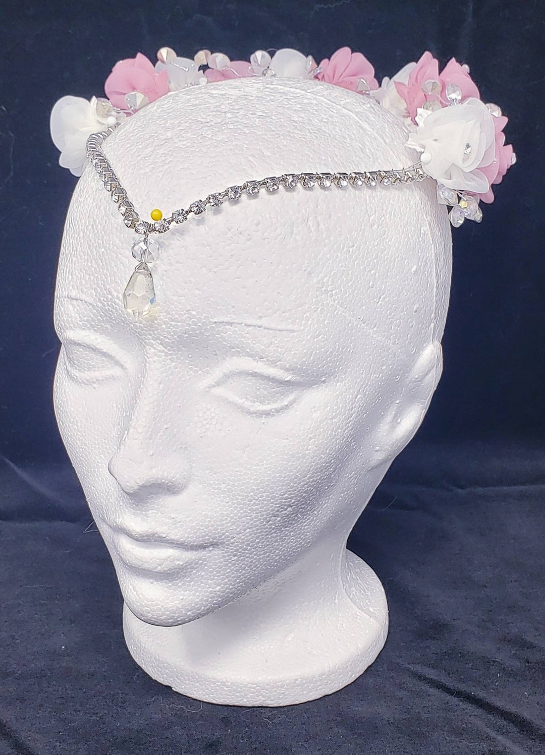 Silver Rhinestone Crystal & Floral Headpiece, Tiara, Circlet - Etsy