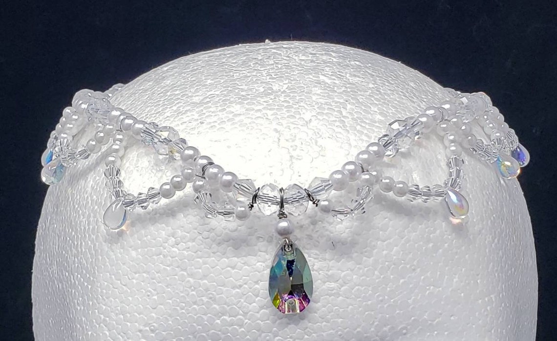 Pearl Beaded Circlet, Headpiece - White - Etsy