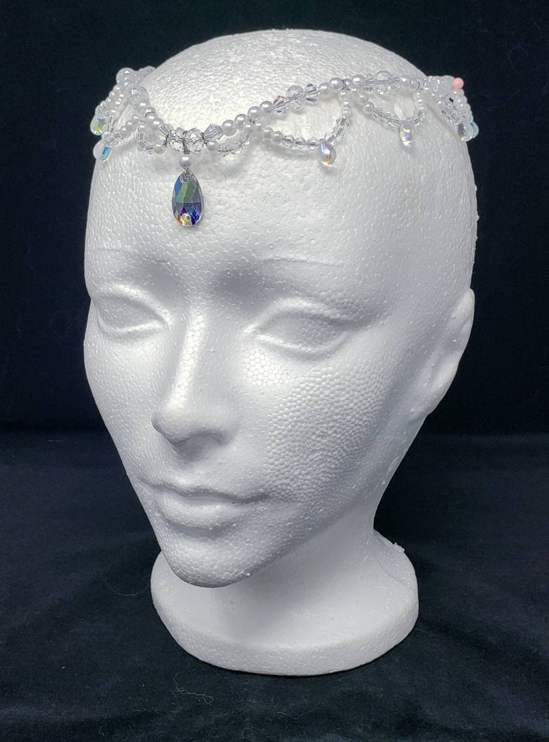 Pearl Beaded Circlet, Headpiece - White - Etsy