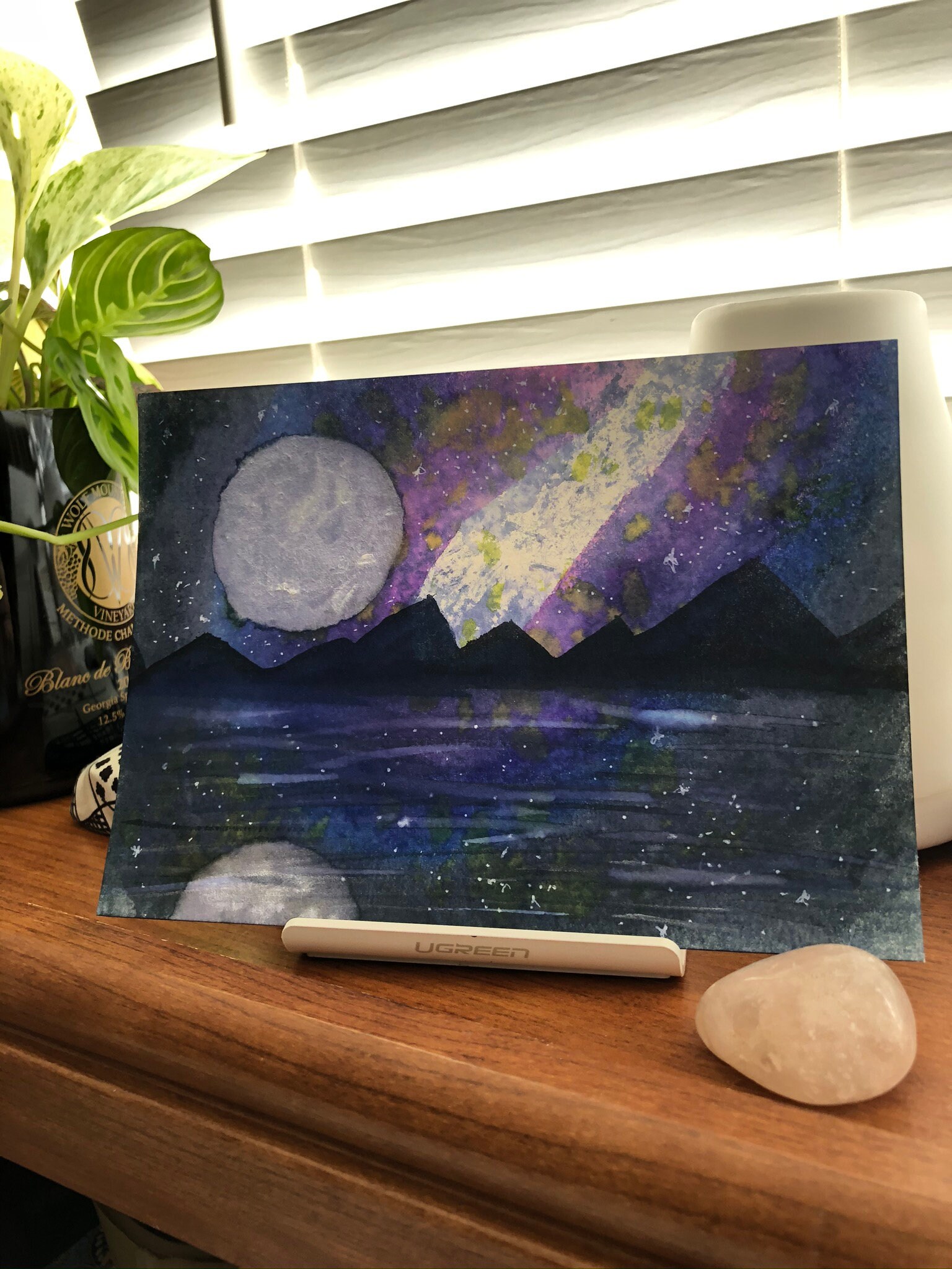 Moon Reflection Night Sky Watercolor | Etsy