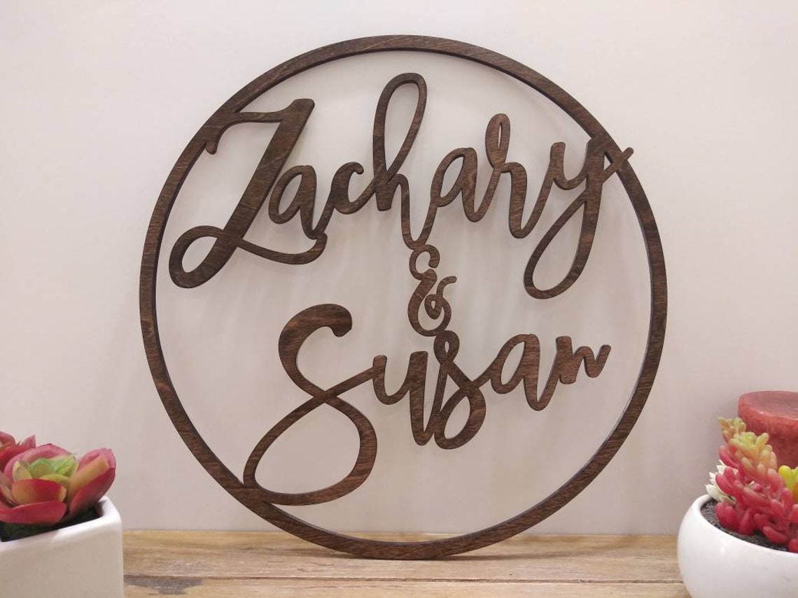 Custom Circle Name Sign Personalize Two Name Circle Sign - Etsy