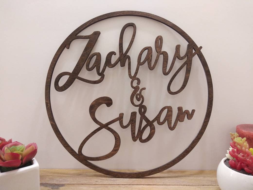 Custom Circle Name Sign, Personalize Two Name Circle Sign, Wedding ...