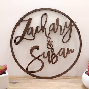 Custom Circle Name Sign, Personalize Two Name Circle Sign, Wedding ...