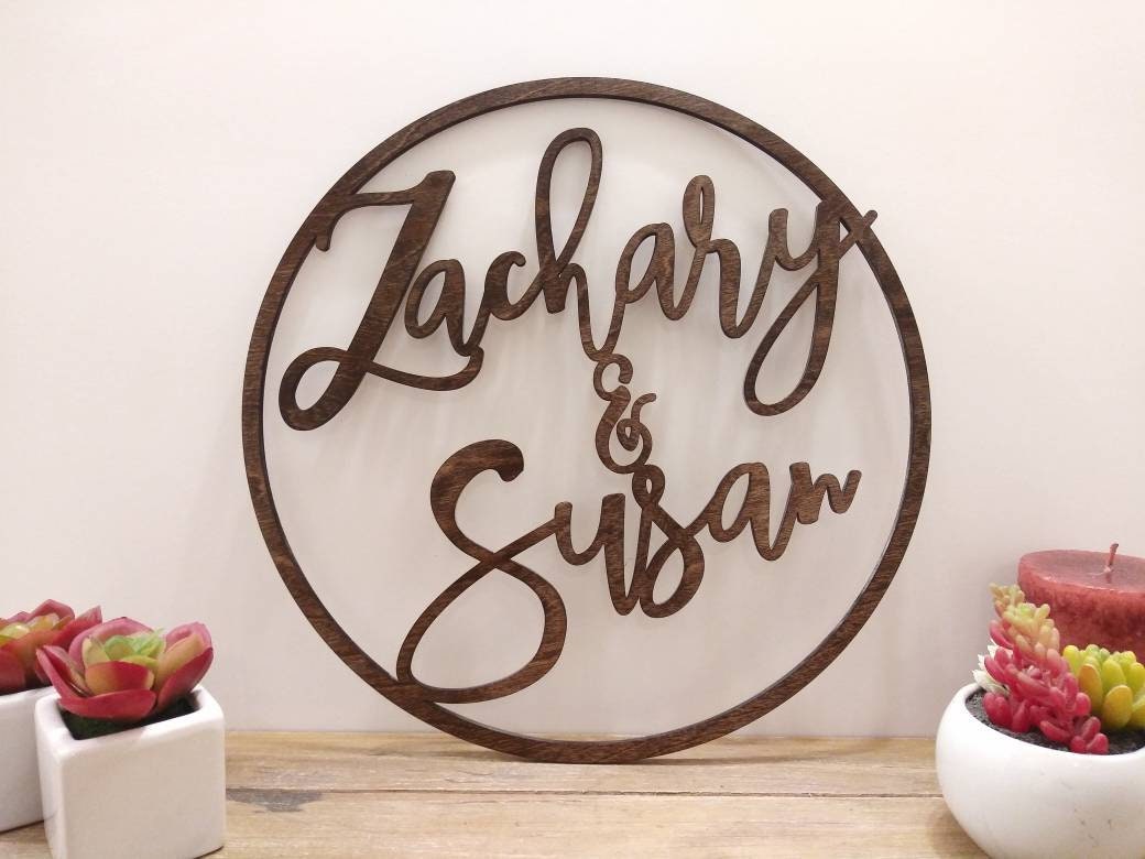 Custom Circle Name Sign, Personalize Two Name Circle Sign, Wedding ...