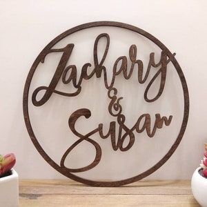 Custom Circle Name Sign, Personalize Two Name Circle Sign, Wedding ...