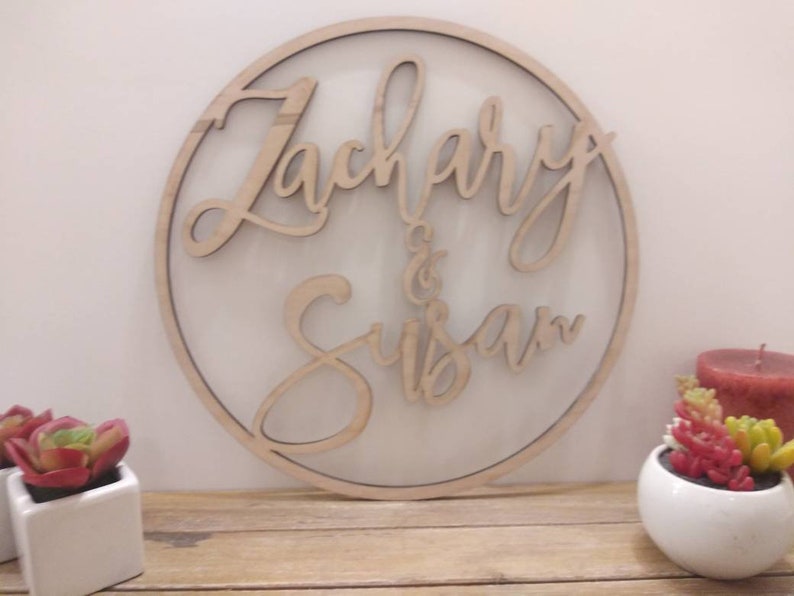 Custom Circle Name Sign, Personalize Two Name Circle Sign, Wedding ...