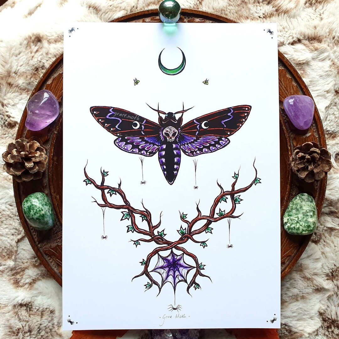 Death Head Hawk Moth - A5 Art Print by Grace Moth - 5.8 X 8.3 - Etsy