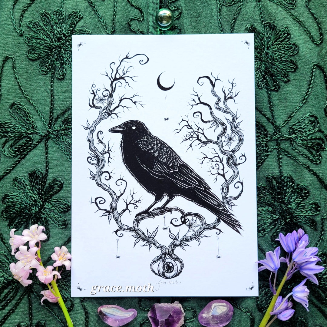 Crow Guardian - A5 or A4 Art Print by Grace Moth - Etsy UK