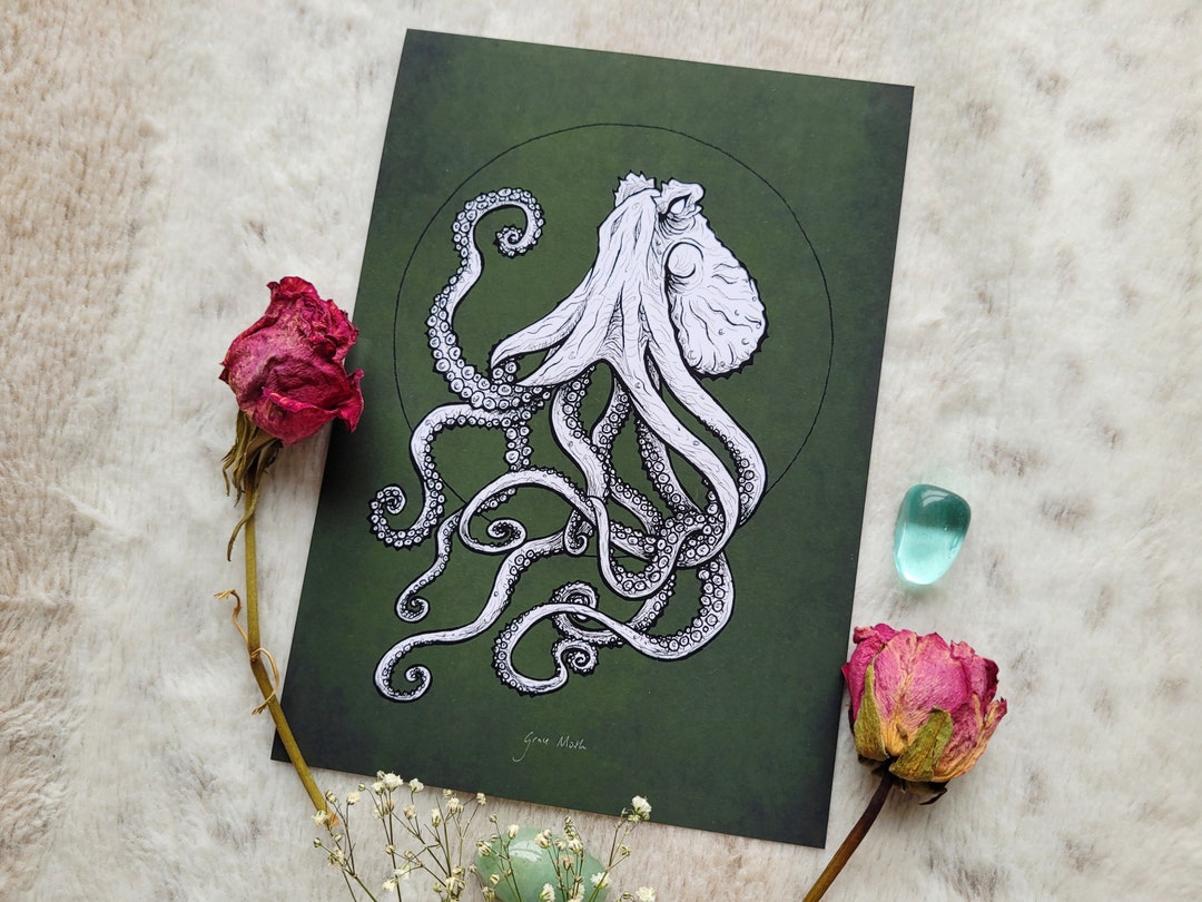 Green Octopus - A5 Art Print by Grace Moth - 5.8 X 8.3 - Etsy