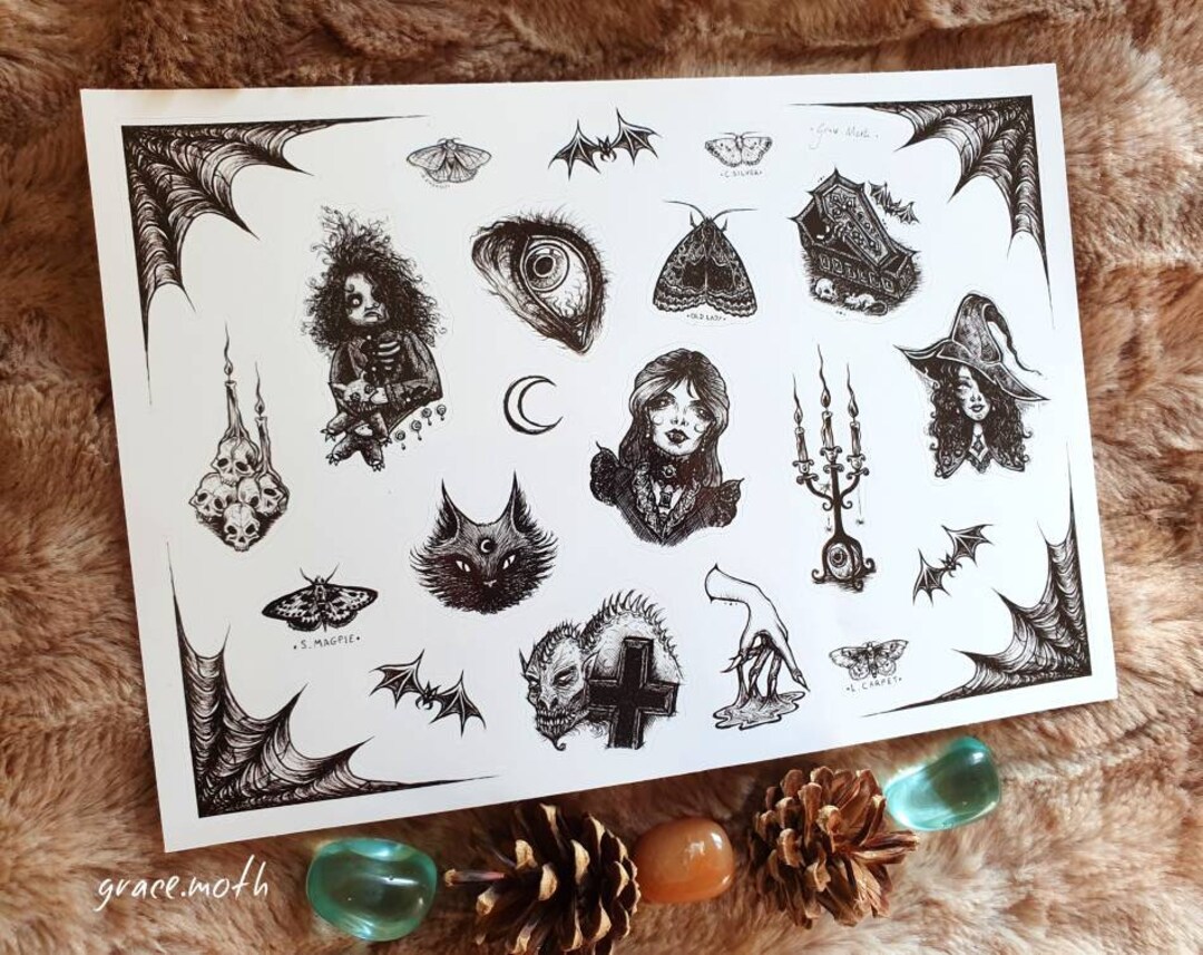 Gothic Sticker Sheet by Grace Moth - A5, 5.8 X 8.3 - Etsy