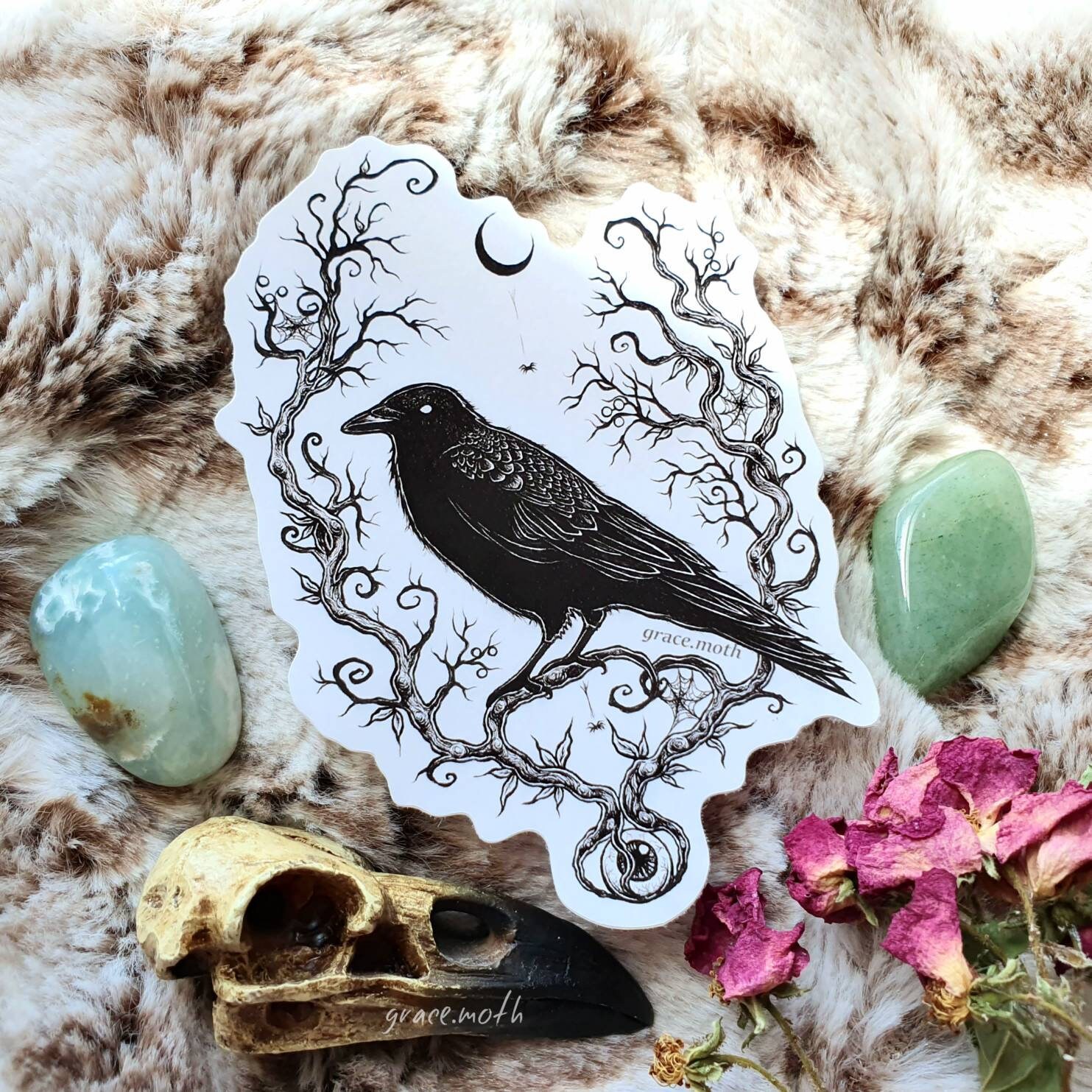 Crow Vinyl Sticker 10cm by 7.5cm | Etsy