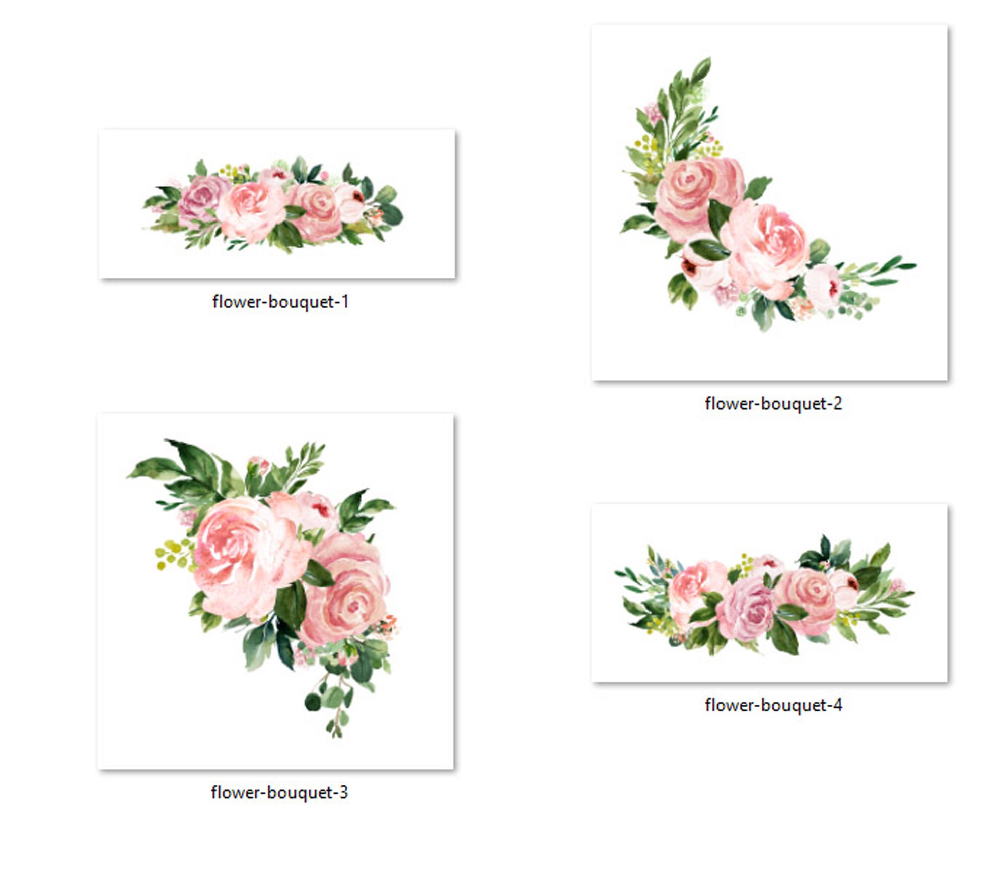 Pink and White Watercolor Flower Clipart #1, Instant Download Florals ...
