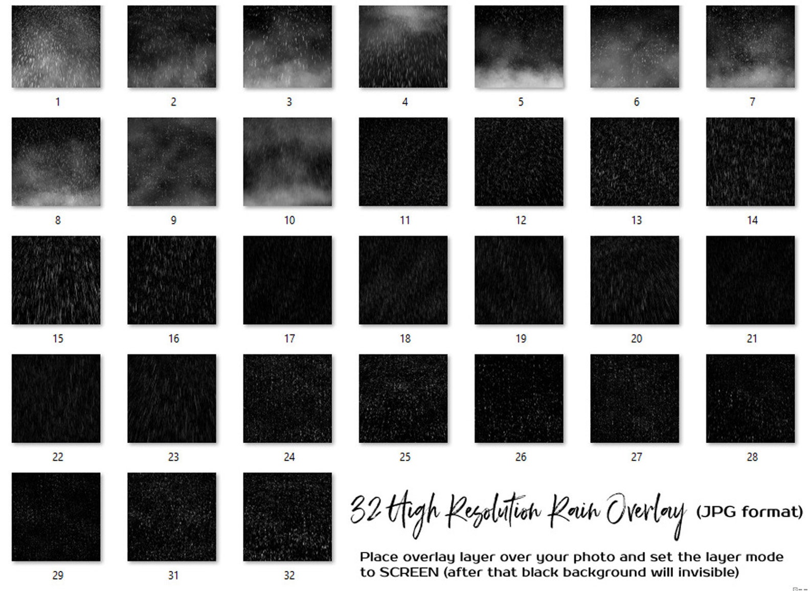 Rain Overlays Realistic Rain Rainfall Photoshop Overlays | Etsy