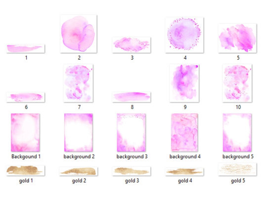 Gold Watercolor Splash and Brush Stroke Clipart, PNG Watercolor Shapes ...