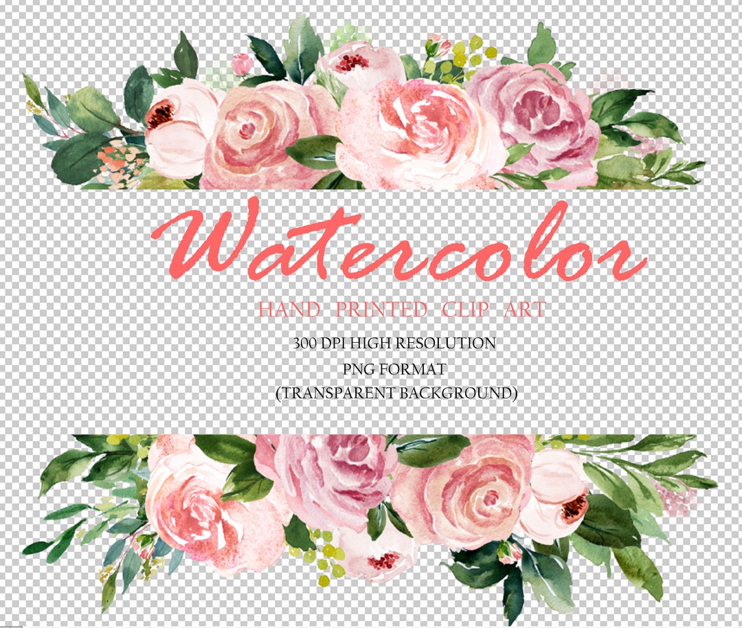 Pink and White Watercolor Flower Clipart #3, Instant Download Florals ...