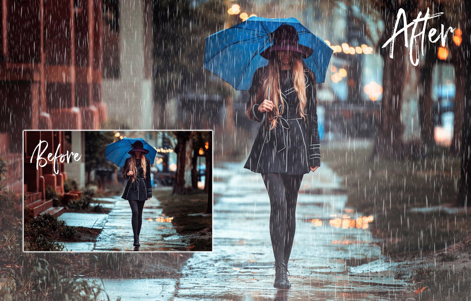 Rain Overlays, Realistic Rain, Rainfall, Photoshop Overlays ...