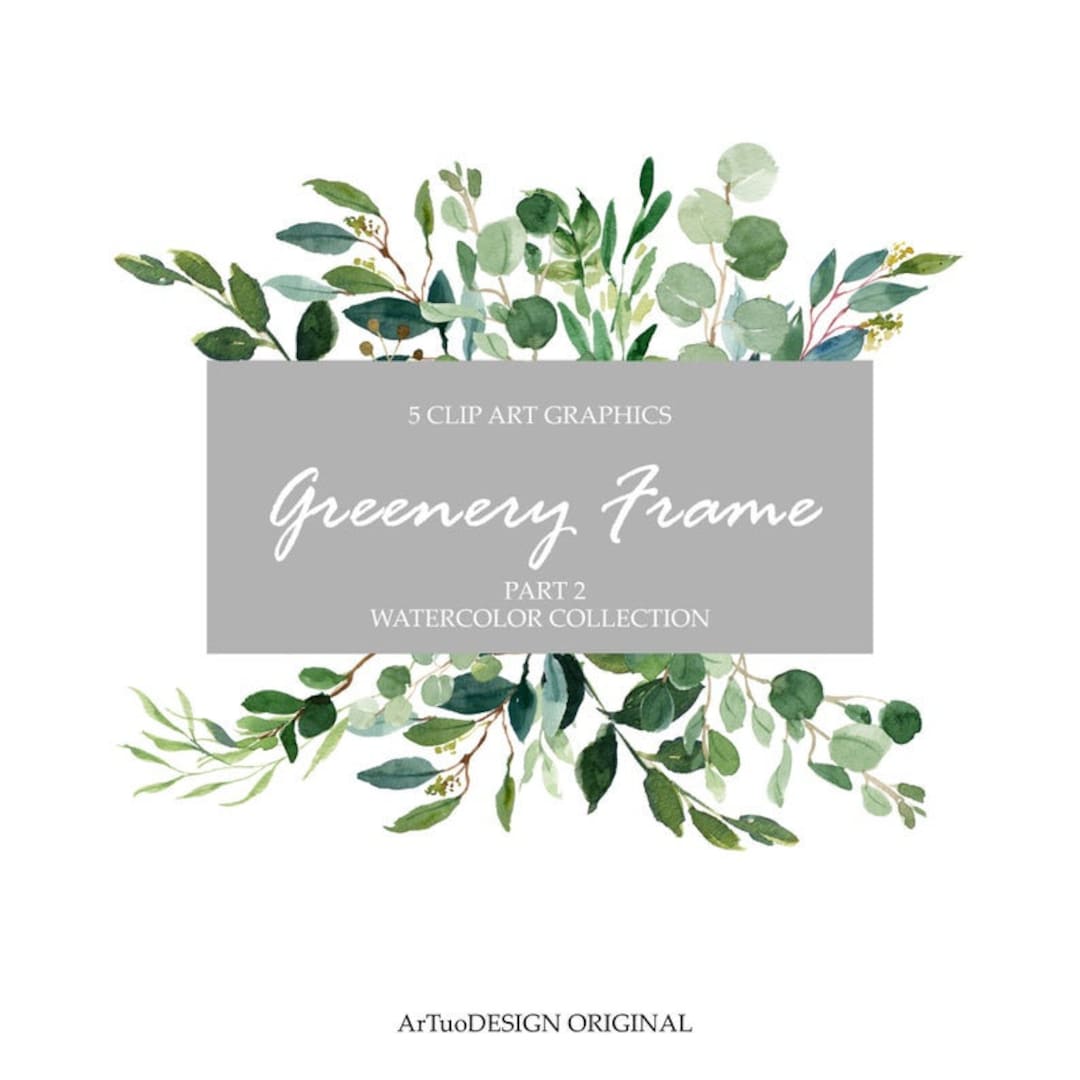 Watercolor Greenery Frames #2, Instant Download, Greenery Frames, Lush ...