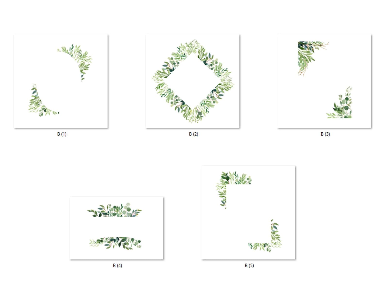 Watercolor Greenery Frames #2, Instant Download, Greenery Frames, Lush ...