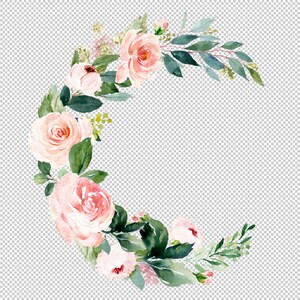 Pink and White Watercolor Flower Clipart #4, Instant Download Florals ...