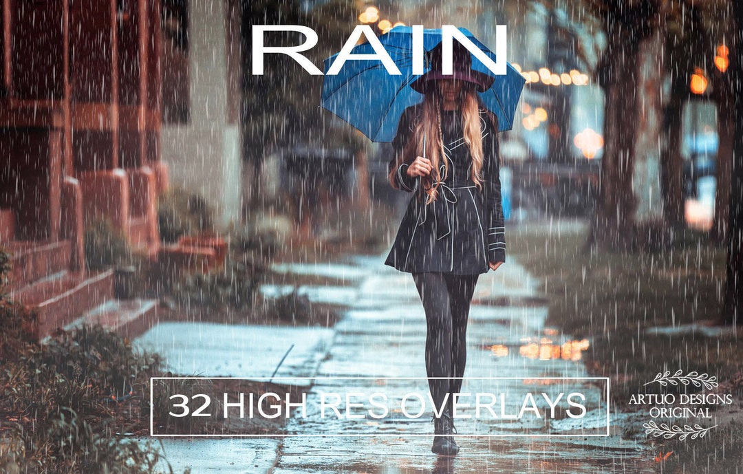 Rain Overlays, Realistic Rain, Rainfall, Photoshop Overlays ...