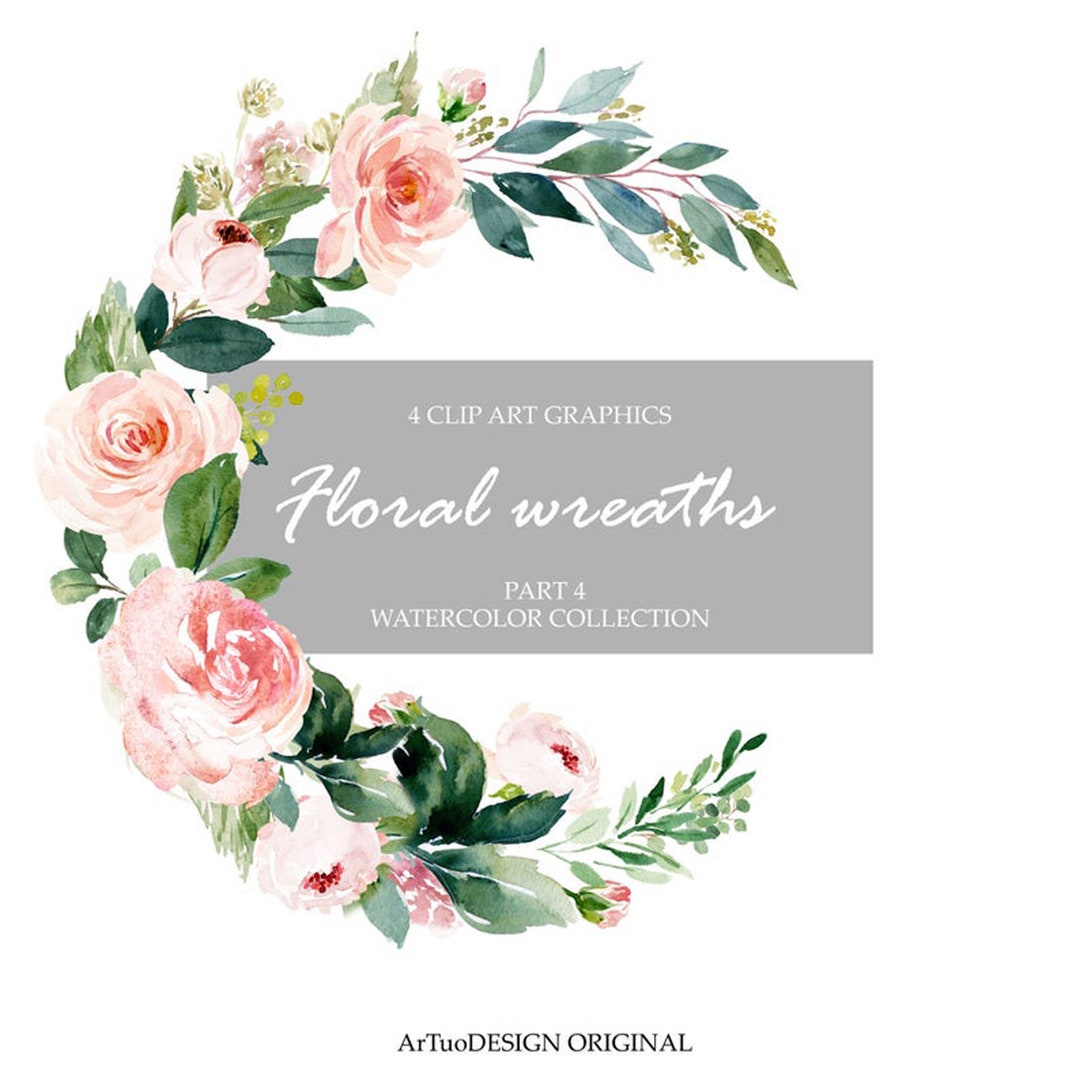 Pink and White Watercolor Flower Clipart #4, Instant Download Florals ...
