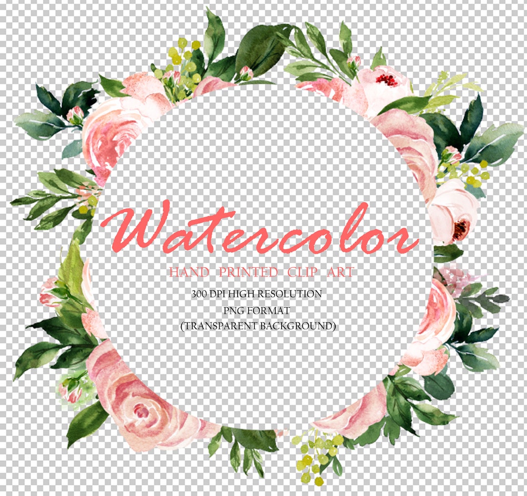 Pink and White Watercolor Flower Clipart, Instant Download Florals Clip ...
