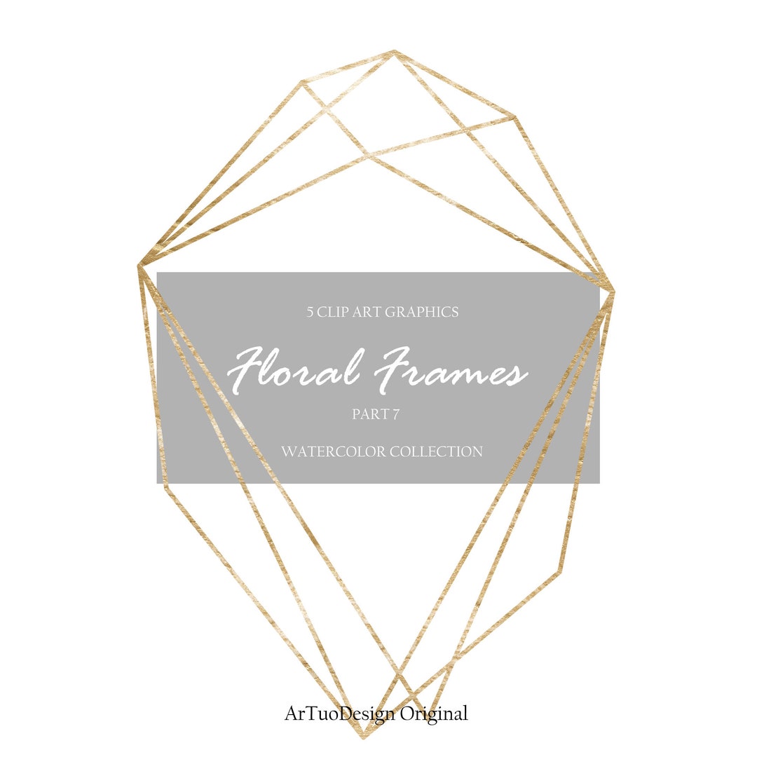 Geometric Frames, Gold Floral Frame Clipart #7, Instant Download ...
