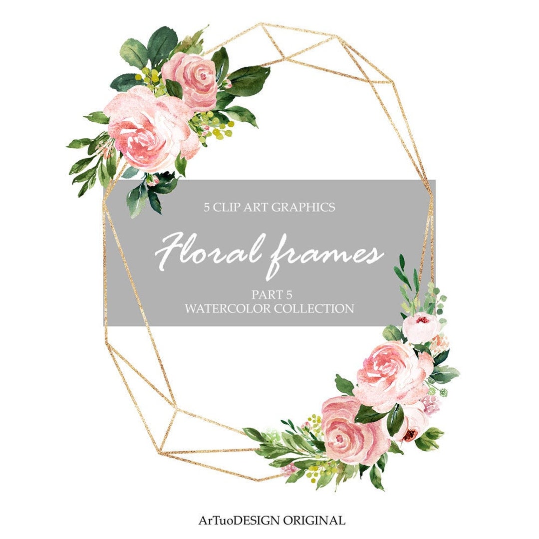 Pink and White Watercolor Flower Clipart #5, Instant Download Florals ...