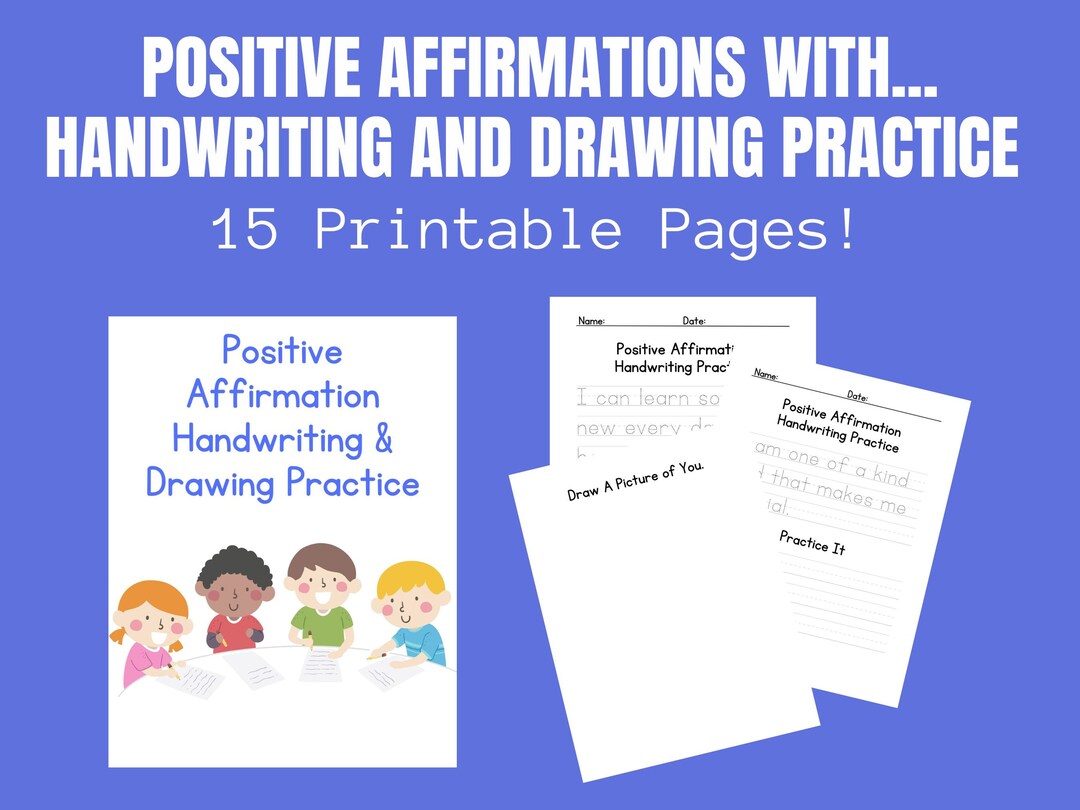 Positive Affirmations Handwriting & Drawing Activity Pages 15 Page ...
