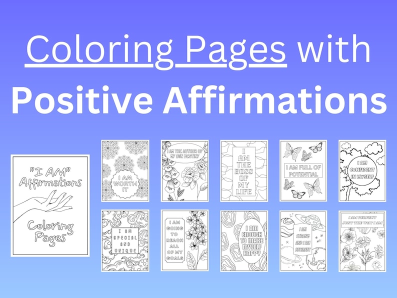 11 Positive I Am Affirmations Coloring Pages Tweens Teenagers Young ...