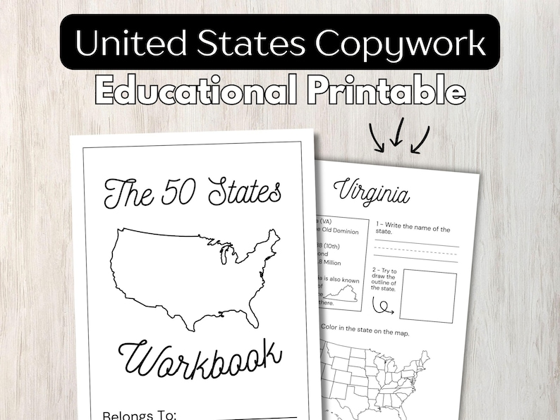 50 States Activity Pack: U.S. Geography Worksheets, Map Coloring ...