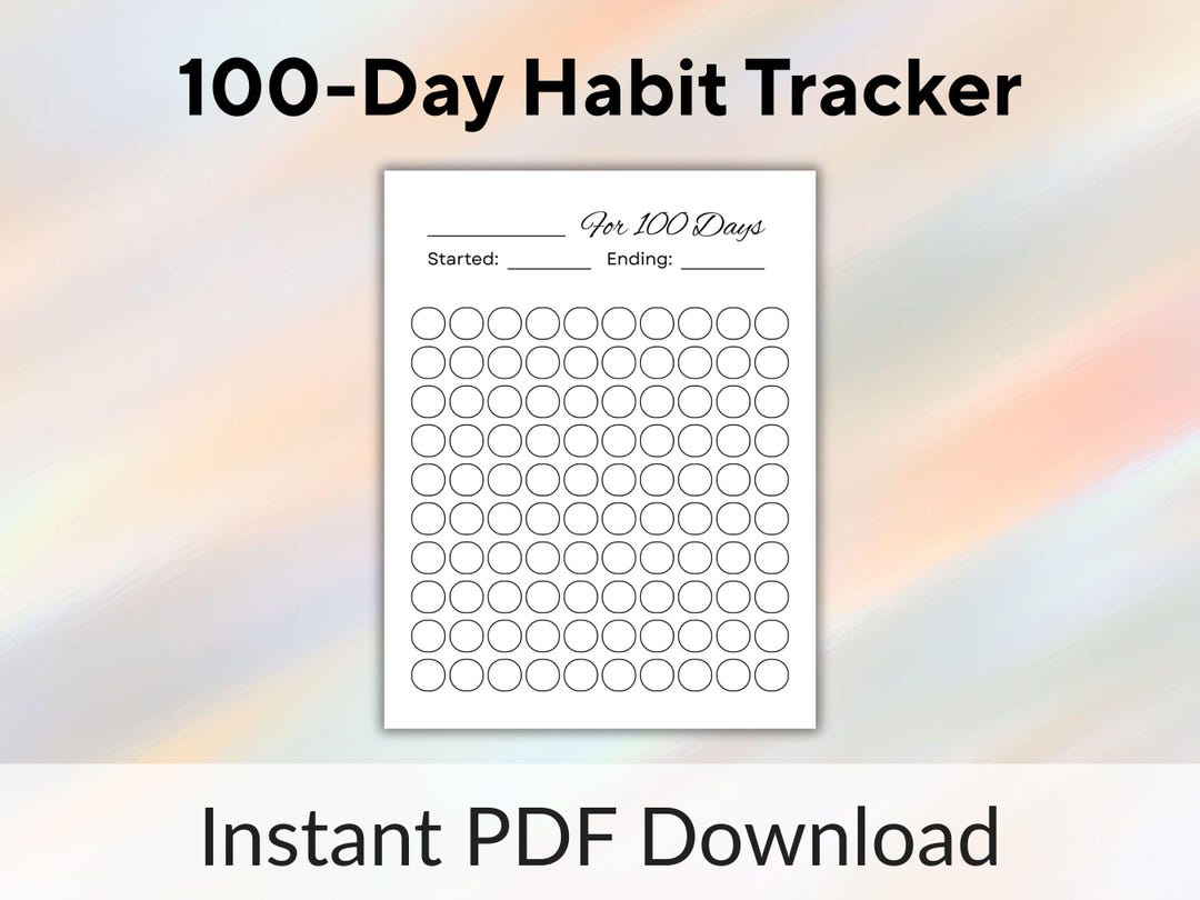 100-day Habit Tracker Printable: Minimalist Motivation (digital ...
