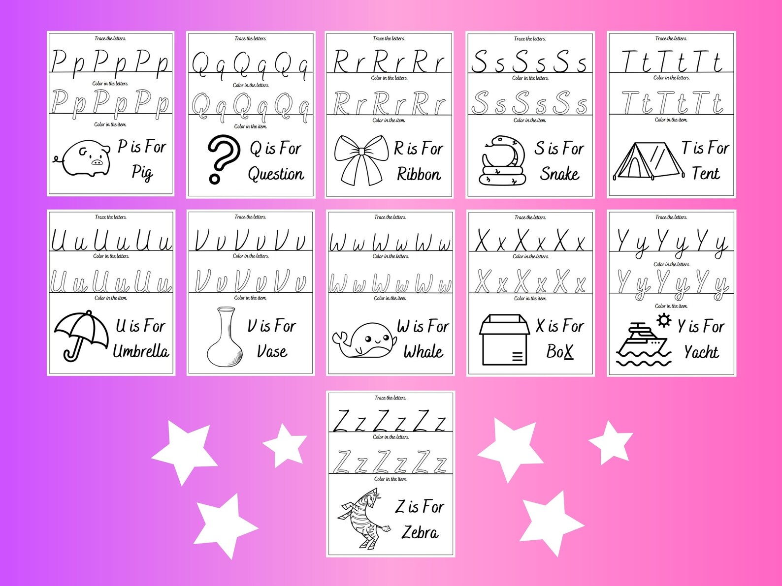 Printable Alphabet Workbook 26 Pages Digital Download Homeschool ...