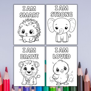 10 Printable Coloring Pages With Positive Affirmations for Kids Cute ...
