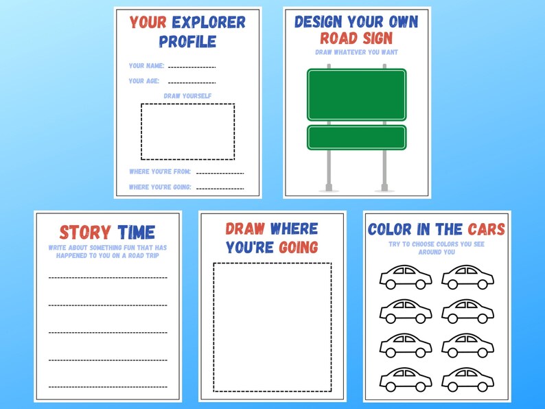 Kids Road Trip Activity Printable Pack for Family Vacation, Car Games ...