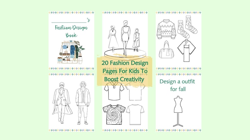 Printable Fashion Designer Sketchbook for Kids Tweens Coloring Pages ...