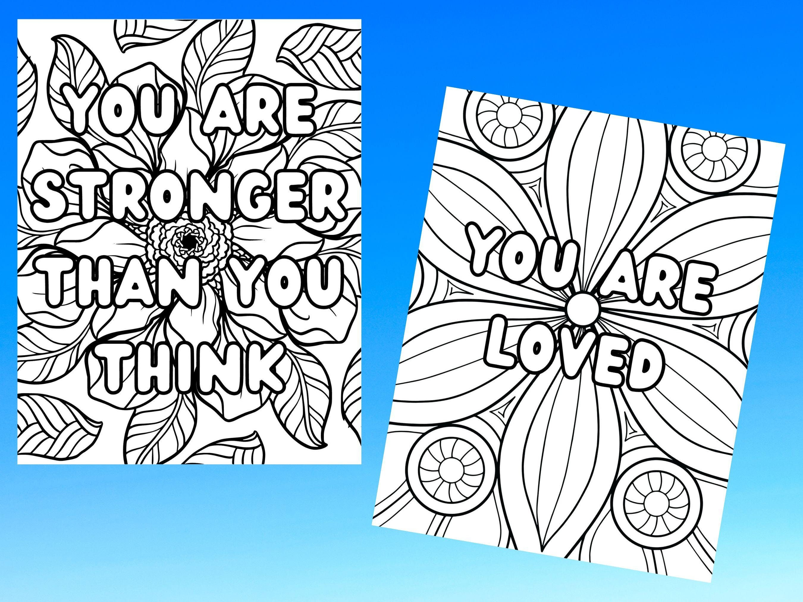 10 Teen/adult Coloring Pages Positive Quotes Affirmations Calming ...